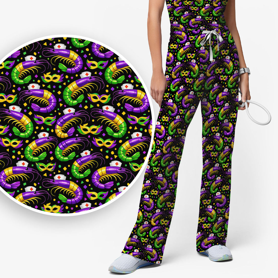 Mardi Gras Pattern Scrub Cap, Crawfish Carnival Medical Nurse Scrub Ha ...