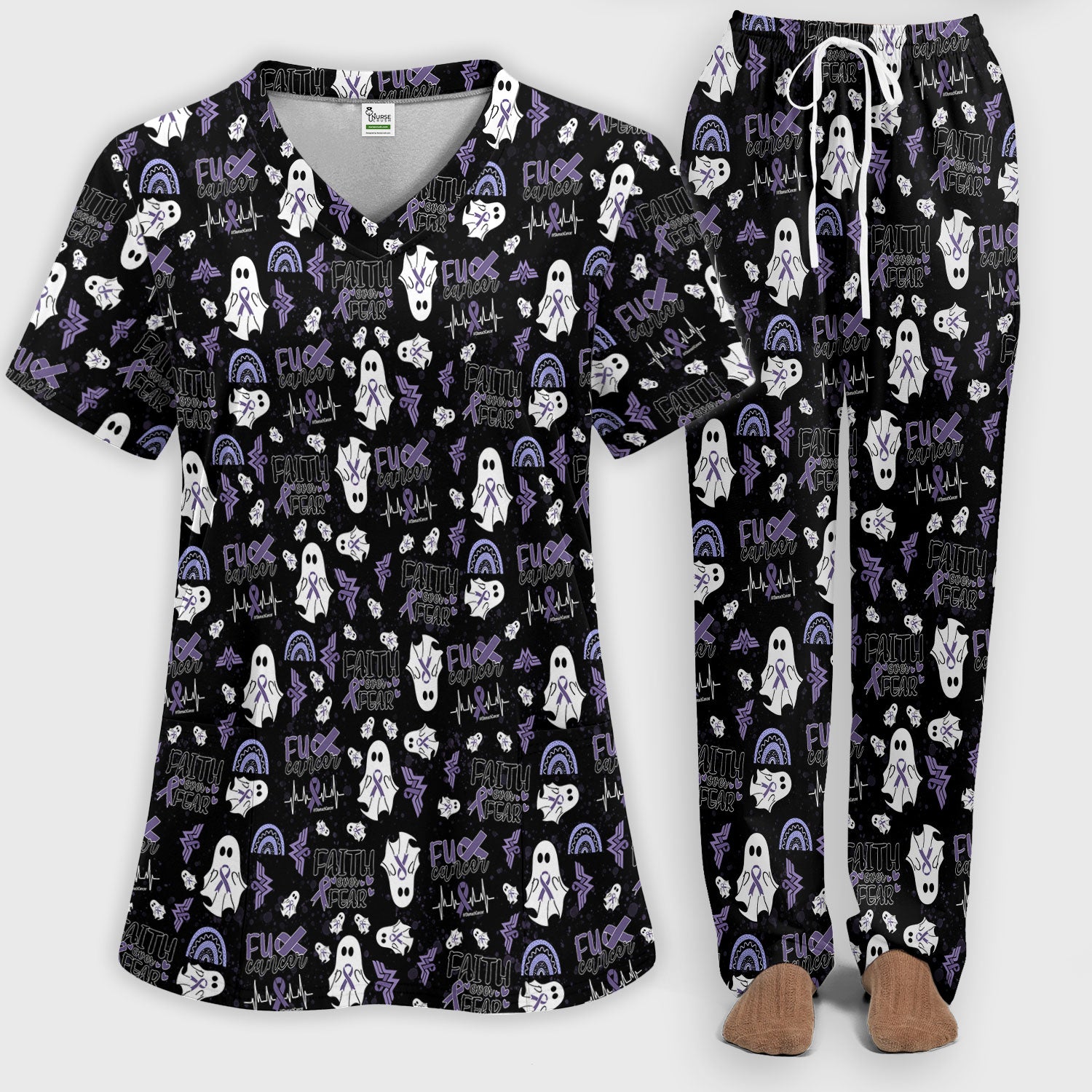 Stomach Cancer Awareness Scrub Sets - Periwinkle Blue Ribbon Survivor ...