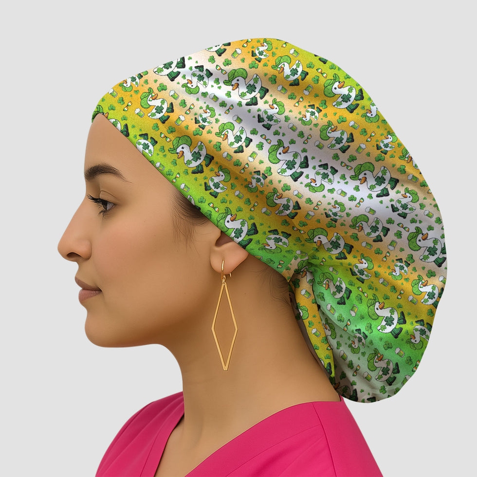 St. Patrick Goose Shamrock Medical Pattern Scrub Cap, Bouffant Scrub C ...