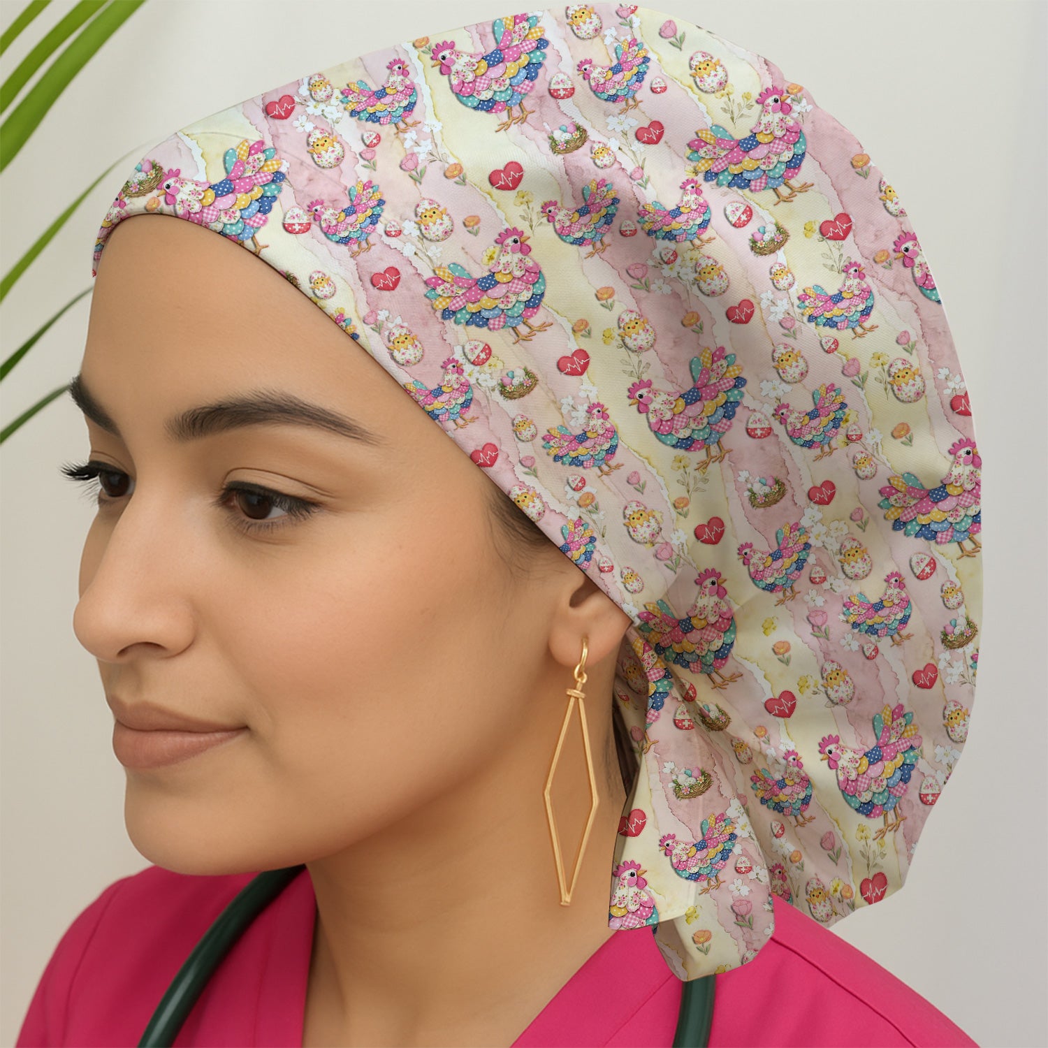 Colorful Chicken Easter Eggs Heart Pattern Caps, Surgical Caps for Doc ...